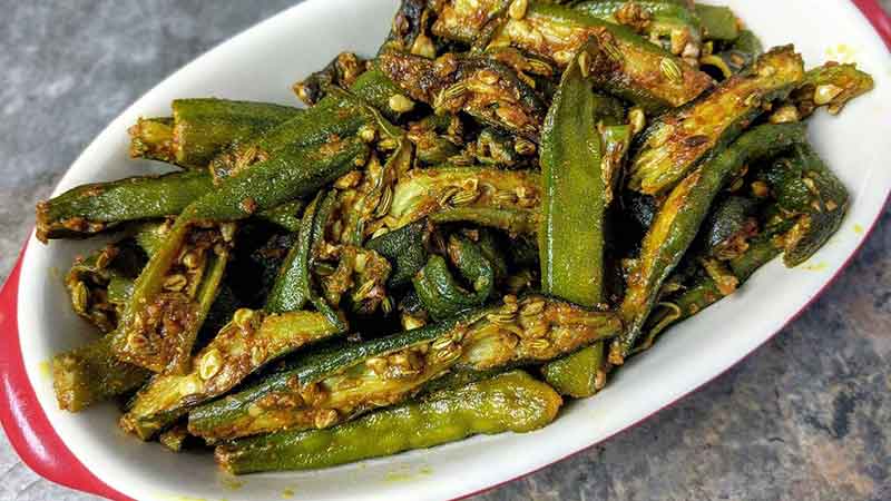 Curry of lady fingers (Okra) with lentils (dal) - Nepali Food Recipes
